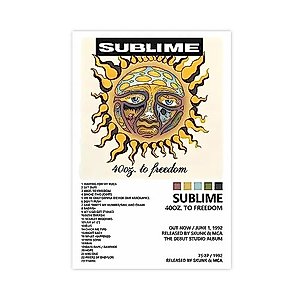 Sublime Poster 40oz. to Freedom Music Album Poster Canvas Poster Wall Art Decor Print Picture Paintings for Living Room Bedroom Decoration Unframe:12x18inch(30x45cm)