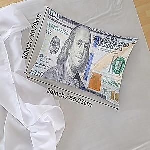 Satin Pillowcase for Hair and Skin Money 100 Dollar Bill Silk Pillowcase Soft Satin Cooling Pillow Covers No Zipper with Envelope Closure Standard Size 20 × 26inch 1 Pcs