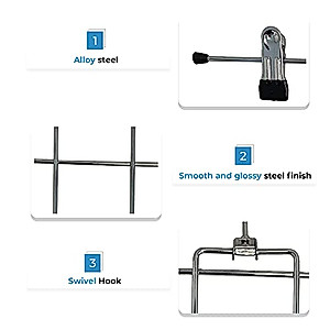 USTECH 5 Tier Clothes Hanger with Clips | Metal Closet Organizer with Non-Slip Rubber Tip | Space-Saving Pant and Scarf Hangers | Ideal for Clothes Storage, Dorm Room & Closet Organization | Pack of 3