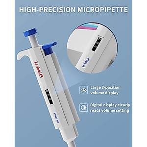 Adjustable Pipettes 20-200μl, Single Channel Pipette Lab Micropipettes Variable Volume, Four E's Scientific