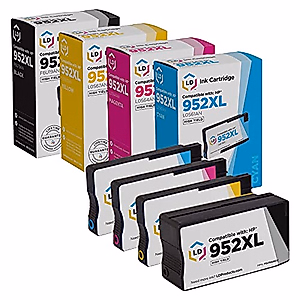 LD Products Compatible Replacements for HP 952XL Ink Cartridges 952 XL HY (4 Set- Black, Cyan, Magenta, Yellow) Compatible with OfficeJet 7740, 8702, 8715 and OfficeJet Pro: 7740, 8210, 8216, 8218