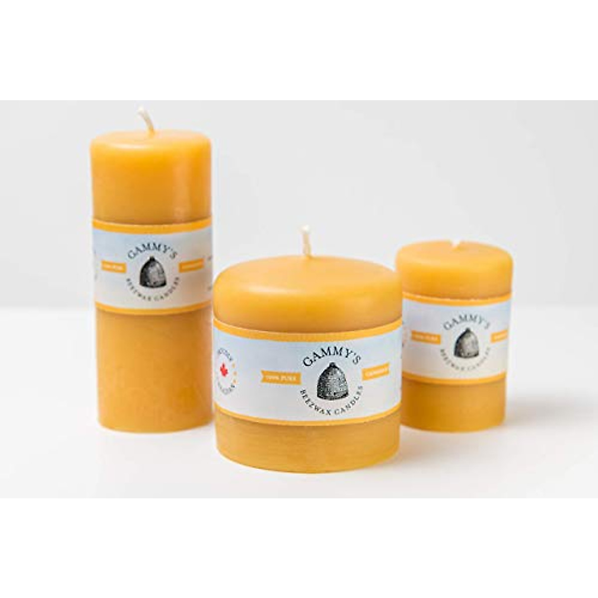 Smooth Brothers Beeswax Pillars Set of Three (3) - 2"x3", 2"x5" and 3.1"x3" - 100% Pure Beeswax by Gammy's Beezwax Candles