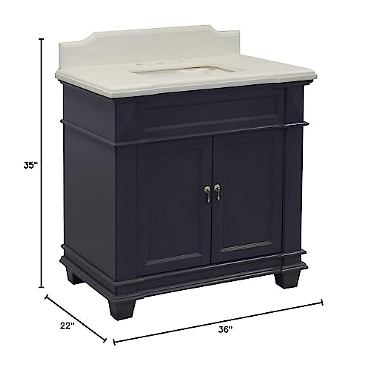 Elizabeth 36-inch Bathroom Vanity (Quartz/Marine Gray): Includes Marine Gray Cabinet with Stunning Quartz Countertop and White Ceramic Sink