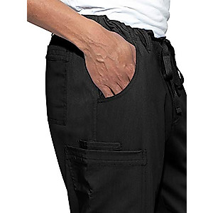 Healing Hands 6 Pocket Mens Scrubs Pant Blue Label 9124 Dylan Drawstring Waist Scrub Pant for Men Black S