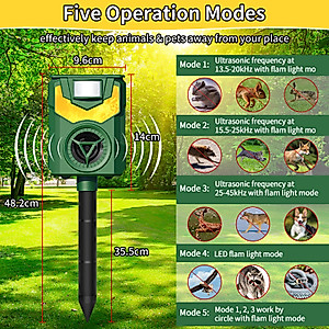 Ultrasonic Animal Repellent, Cat Deterrent Outdoor, 2024 Newest Flame Light Animal Repellent for Garden, Solar Animal Repeller with Motion Sensor, Repel Dogs Bird Skunk Rabbit Squirrels Deer for Yard
