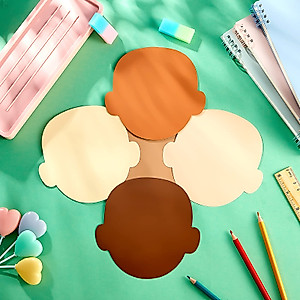 Containlol 100 Pcs Multicultural Faces People Cutouts 5.5 Inch Creative Cut Outs Blank People Shaped Paper Dolls Figures for Kids Crafts Project Early Childhood Education Multicultural Decoration