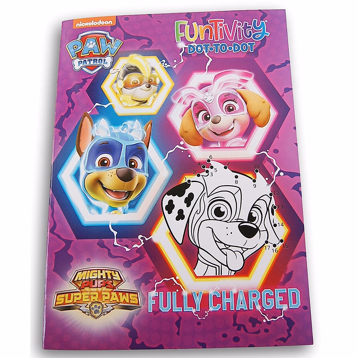 Pup Patrol Dot-to-Dot, Coloring, and Activity Book Colortivity "Fully Charged"- 80 Pages