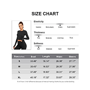 LURANEE Crop Tops for Women,Workout Training Top Raglan Long Sleeve Crew Neck Seamless Moisture Wicking Tight Fitting Yoga Shirts Summer Fitness Apparel Black XS