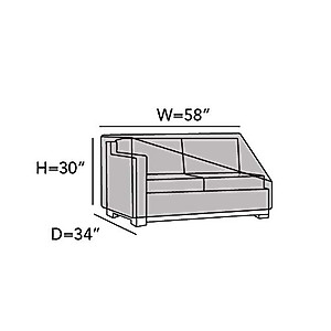 Covermates Outdoor Left Arm Sectional Sofa Loveseat Cover - Water Resistant Polyester, Drawcord Hem, Mesh Vents, Seating and Chair Covers, 58W x 34D x 30H, Khaki