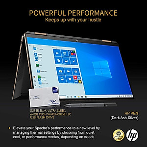 HP Spectre x360 GEM Cut 13.3" FHD Touch Laptop, Intel i7-1065G7, 16GB RAM, 1TB SSD, Bang & Olufsen, Fingerprint Reader, Stylus, Nightfall Black, Win 10 Pro, 64GB TechWarehouse Flash Drive