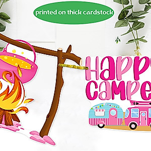 Happy Camper Birthday Party Banners Girls Camping Birthday Decorations 2PCS Happy Camper Party Decorations Camping Party Decoration for One Happy Camper Baby Shower Supplies