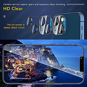 UniqueMe [3 Pack] for iPhone 13 / iPhone 13 Mini Camera Lens Protector, Tempered Glass [Case Friendly][New Version][Scratch-Resistant][Easy Installation] - Black Circle