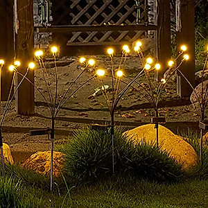 2 Packs Solar Lights Outdoor Waterproof, 20LED Solar Firefly Lights Waterproof, Solar Garden Lights, Swaying When Wind Blows, Path Landscape Outdoor Decorative Lights(Warm)