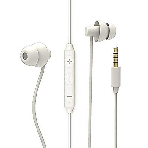 MAXROCK Sleep Earbuds, Ultra-Soft Comfortable Noise Isolating Earplugs Workout Headphones in-Ear Earphones w/Mic & Volume Control - Perfect for Side Sleeper Air Travel, Meditation & Insomnia(White)