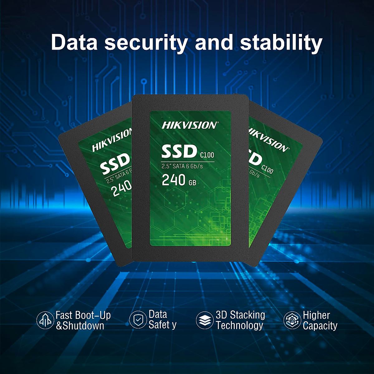 Hikvision SSD C100 240G SATA 2.5" 6G/S Internal Solid State Drive, Read Speed up to 550MB/sec, Compatible with Laptop and PC Desktops(Black)