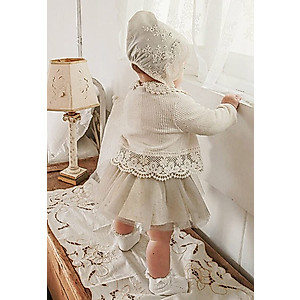 Baby Toddler Girls Cardigan Sweater Dress Cover Up Long Sleeve Knit Bolero Shrug Jacket Spring Embroidery Outwear Tops Beige
