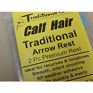 BLACK - 2 PC Calf Hair Archery ADHESIVE Traditional Arrow Rest & Round Style Plate - Recurve - Longbow (RIGHT HAND)