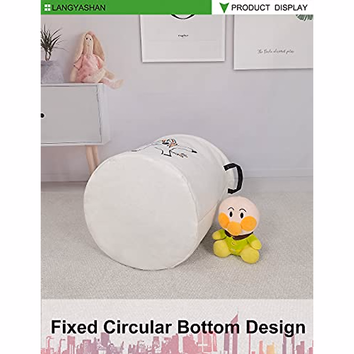 LANGYASHAN Laundry Basket Canvas Fabric Collapsible Organizer Baskets for Storage Bin Toy Bins Gift Baskets Bedroom Clothes Children Nursery Hamper (Danceing Unicorn)