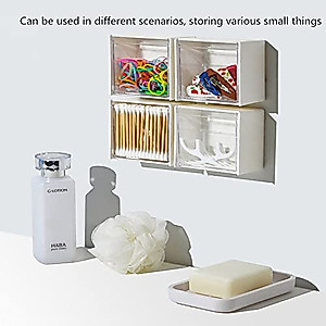 SHUBIAO Wall-Mounted Clamshell Storage Box， Water and dust Proof Storage Dispenser, ， Self-adhesive cotton swab cotton ball dispenser for bathroom（4PCS）