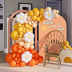 Beaumode Daisy Groovy Balloon Garland Arch Kit 143pcs for Mother's day Best Mom Ever Here Comes the Sun Baby Shower Sunshine Birthday Boho Retro Party Decorations(Burnt Orange)