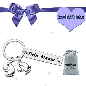 Twin Mom Gift Keychain New Mom Gift Jewelry Mommy to Be Gift Mother of Twins Jewelry Twin Mama Keyring Key Chain Pregnant Gift Twins Mother Jewelry First Time Mom Gift Pregnancy Announcement Gift