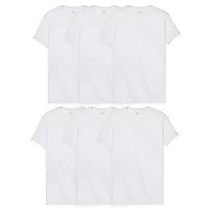 Fruit of the Loom Men's Eversoft Stay Tucked Crew T-Shirt, Regular-6 Pack White-Cotton Mesh Coolzone Underarm, l