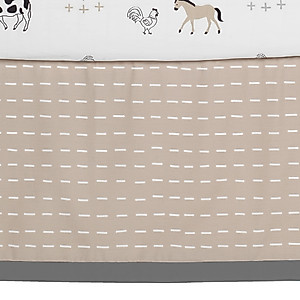 Lambs & Ivy Baby Farm Animals 5-Piece White/Taupe Baby Crib Bedding Set