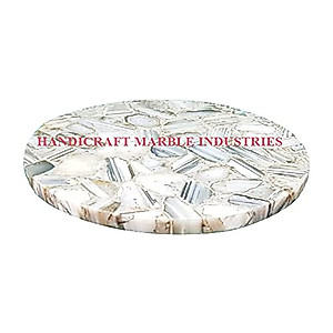 21" Inch Round Natural Grey White Brown Agate Coffee Table with Metal Base, Stone Coffee Table, Agate Table Top, Agate Round Coffee Table, Piece Of Conversation, Family HeirLoom