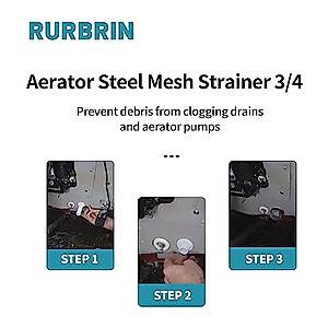 RURBRIN Aerator Screen Strainer Mesh Stainless Steel 3/4"- 14 Compatible with Livewell & Baitwell Pump, MA-023 Screw on Industrial Plumbing Inline Strainer-2PCS