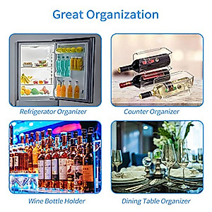 Sutekus 6 Pack Stackable Wine Rack Wine Holder Water Bottle Holder Plastic Counter Top Storage Organizer for Fridge, Cabinet, Pantry, Kitchen