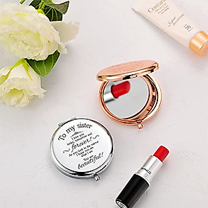 Simple Plus+ Sister Gifts from for silver Compact Mirror,gifts brother,bridesmaid wedding day,2.6 inch Round Folding Handheld 2-Sided Mirror 1x/2x Magnification Mirror. (01)