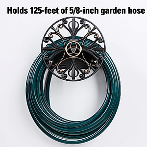 GOFORWILD Garden Hose Holder made of Stainless Cast Aluminum, Decorative Hose Butler Sturdy Water Hose Rack, Durable Wall Hose Hanger, Holds 125-Feet of 5/8-Inch Hose, Hose Reel, 7004