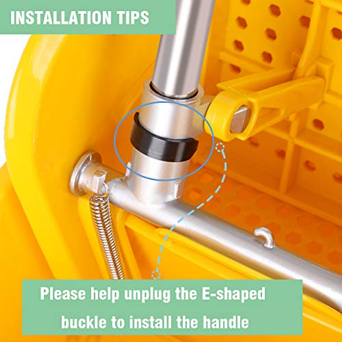 SAMGER S Commercial Mop Bucket with Down Press Wringer on Wheels 21 Quart 5 Gallon Portable Plastic Combo Mop Wringer Bucket with Metal Handle for Home and Commercial Floor Cleaning, Yellow