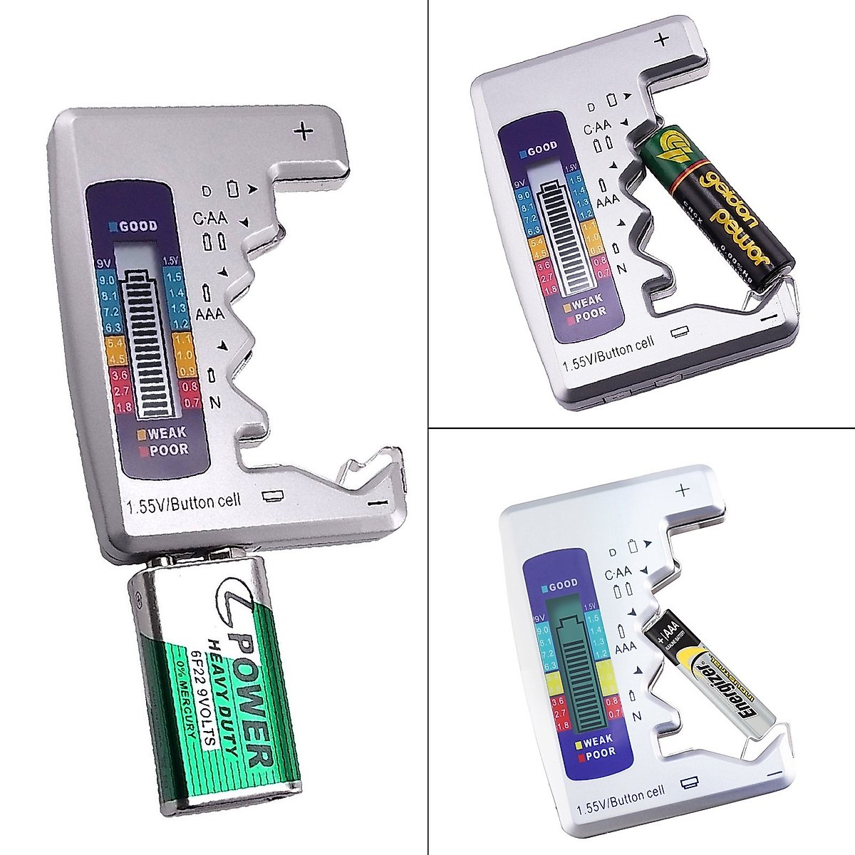 Battery Tester Universal Battery Checker with LCD Display Digital Multi Purpose Small Battery Checker for All Battery C AA AAA D N 9V 6F22 1.5V Button Cell Batteries