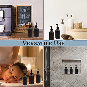 Cornucopia Brands Black Coated 8-Ounce Glass Pump Bottles (4-Pack), Great for Lotions, Liquid Soap, Aromatherapy and More