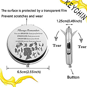 KEYCHIN Mu LAN Pocket Mirror Mu LAN and Mushu Fans Gifts Remember You are Braver Stronger Smarter Than You Think Compact Makeup Mirror for Women Girls Teenagers (Mu LAN Mirror-S)