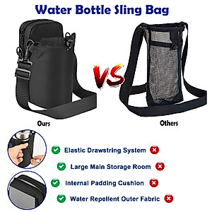 Cosmos Water Bottle Bag Crossbody Bottle Holder Carrier Case Bag Bottle Sling Bag Pouch with Adjustable Shoulder Strap & Pocket, Fits 30 to 48 oz Bottle for Hiking Camping Walking Travel & Fishing