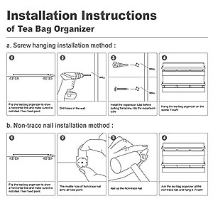 Mkono Tea Bag Organizer 2 Tier Rustic Wood Tea Bags Holder Wall Mounted Tea Box for Tea Storage Coffee Condiment Display Shelf Tea Rack for Cabinet, Counter, Café, Home, Office