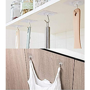 Adhesive Hooks Wall Hooks 14 lb(MAX), Nail Free Heavy Duty Hanger Utility Hooks for Bathroom and Kitchen 16 Packs