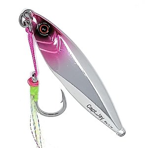 Capt Jay Fishing Saltwater jigs Speed Jigging Slow Jigging Pitching Lures,Vertical Jigging Artificial Lures Jigging Lure Fishing jigs (60g Pink Silver, 60g)