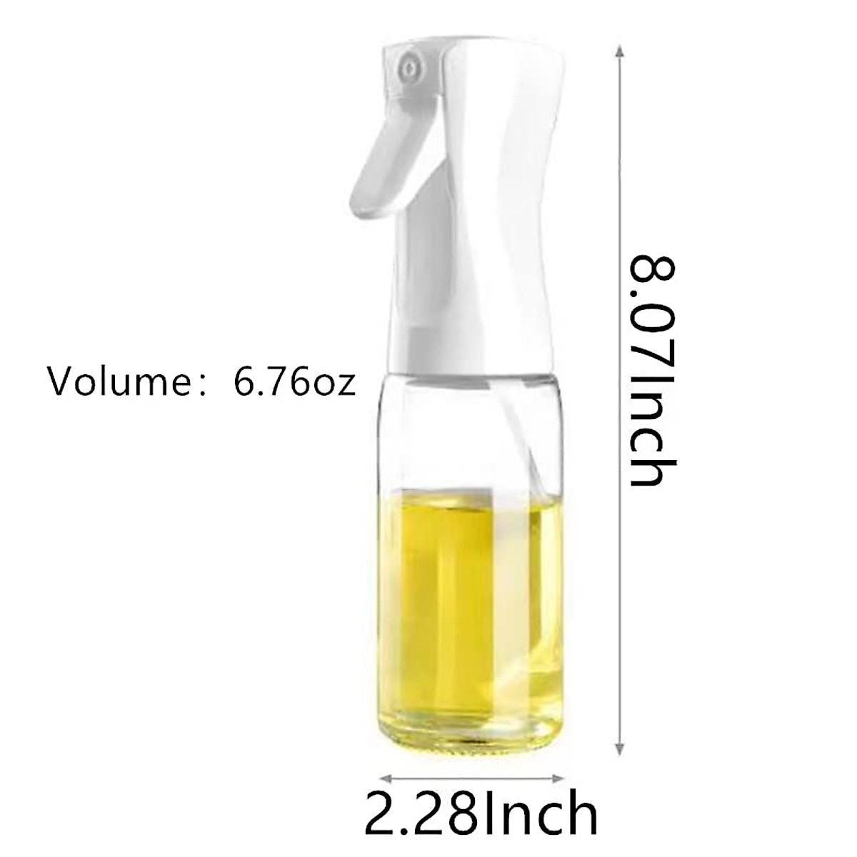 200ml Glass Olive Oil Sprayer Mister, Oil Spray Bottle for Cooking, Salad Dressings, Baking, Frying and More, Chefs No. 1 Kitchen Small Appliances, Small glass Bottles Handy for Women (White - Glass)