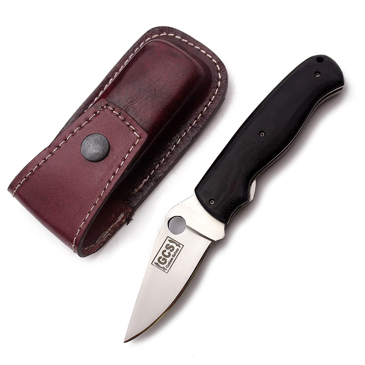 GCS Handmade Micarta Handle D2 Tool Steel Tactical Hunting Knife with leather sheath Full tang blade designed for Hunting & EDC GCS 310