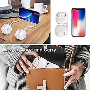 Apatner Portable Neck Fan, Wearable Personal Fans, Bladeless Neck Cooler Hands Free Mini USB Fan 3 Speeds Rechargeable Cooling Fan with LED Lights for Travel Desk Women(White)