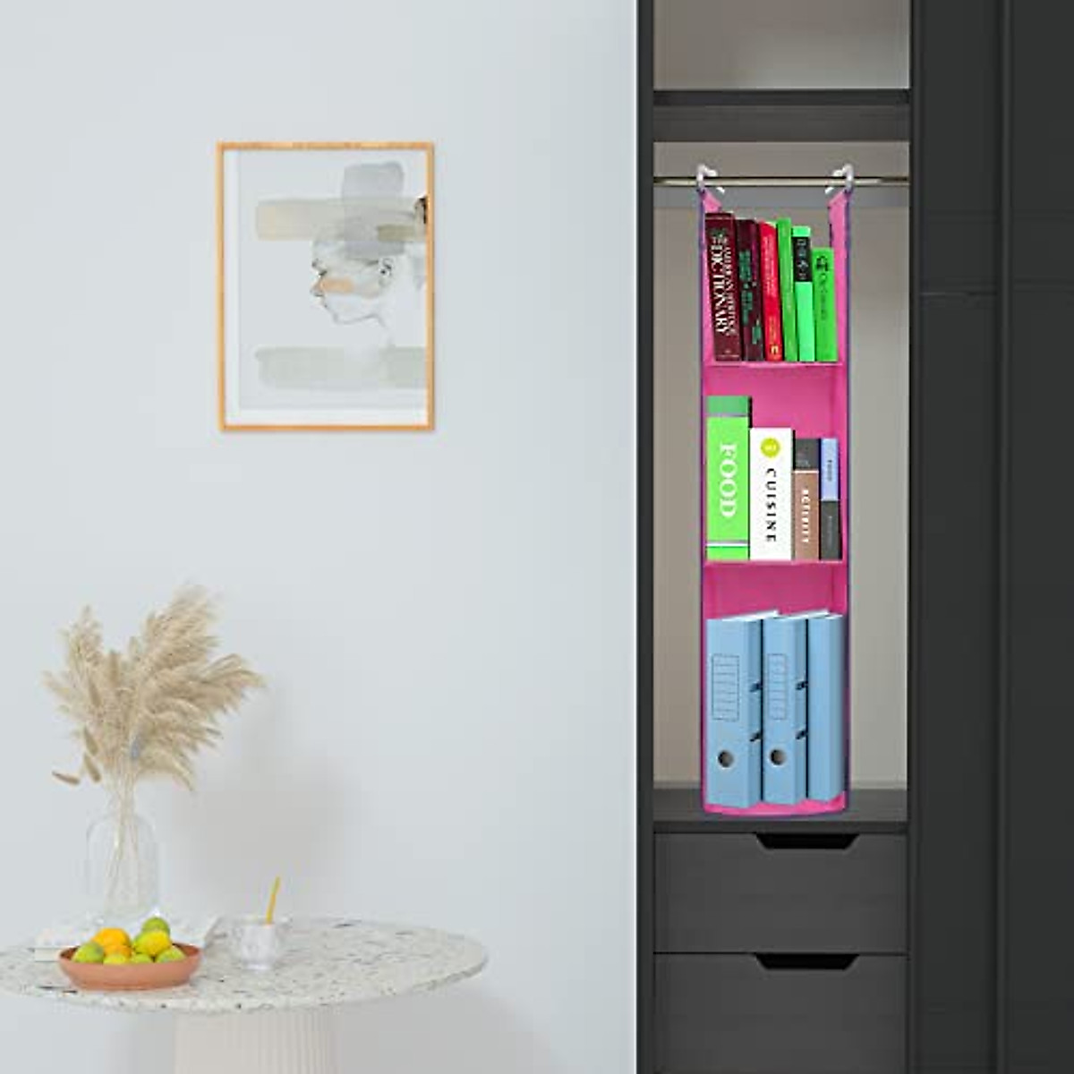 Libeder 3 Shelf Hanging Locker Organizer for School, Work, Gym, Closet, Adjustable Hanging Locker Accessories Shelves for Girls Boys, Hangs from Shelf, Rod to Create Storage Space(Pink-Purple)