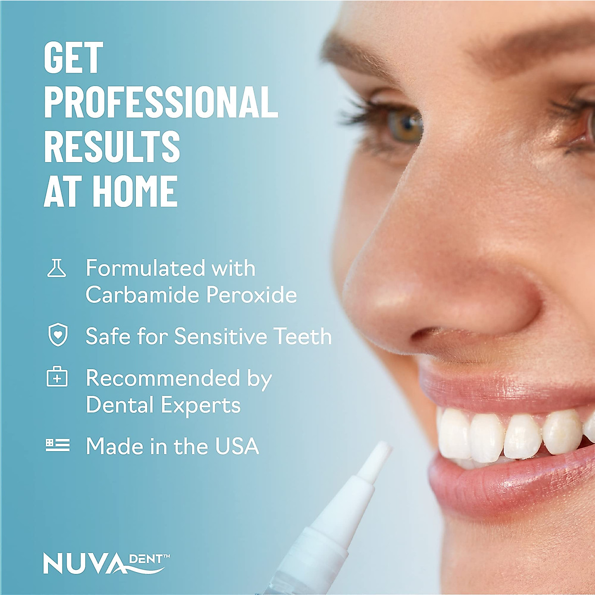 Nuva Dent Sensitive Teeth Whitening Pens - Tooth Whitening Pens Made in USA - 35% Carbamide Peroxide Whitening Gel Teeth Stain Remover - Teeth Whitener, Blanqueador de Dientes Profesional (3 Pcs)