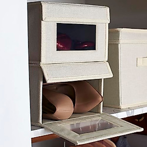 Household Essentials Small Drop Front Shoe Box 2 Pack, Beige