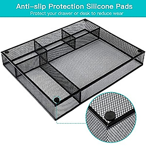 HUANUO Desk Drawer Organizer- 5 Compartments Large Space,16.2 x 12.2 x 2.36 Inches,Multi-use Storage Box Set for Office,Bathroom, Kitchen, Makeup