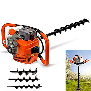 TFCFL 71CC Heavy Duty Gas Powered Post Hole Digger with 3pcs Earth Auger Drill Bits (4"/6"/8" Bits) and 12'' Extention Bar（Products Will be Delivered in Two Packages) (71CC)