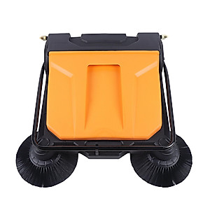 Walk-Behind Hand Push Floor Sweeper, 26.77 * 27.17 * 36.61in Sweeping Width Floor Sweeper Manual Manual, Hand-Push Sweeping Sweeper, Angle & Height Adjustable Folding Handle for Walkway, Yard, Garage