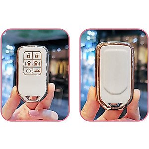 KUNIO Car Key Fob Cover Fit for Honda Honda Odyssey Freed Elysion Key Protective Cover Keychain TPU Key Holder Key Shell Car Accessories 6 Buttons White